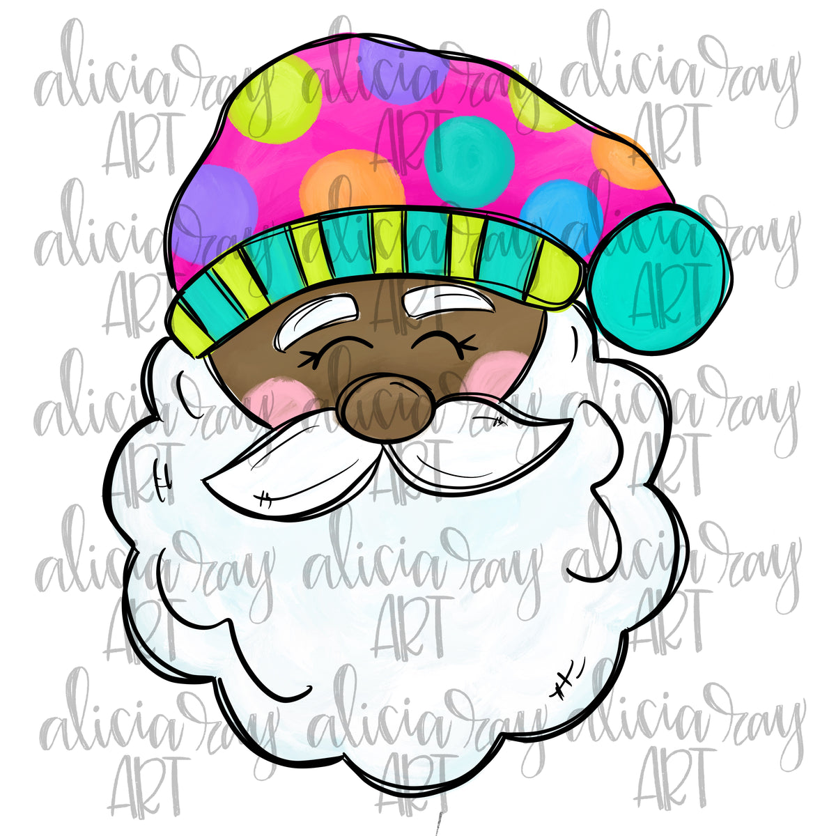 Colorful Santa Claus dark skin – Alicia Ray Art