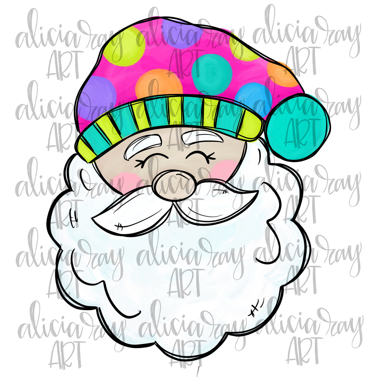 Colorful Santa Claus light skin – Alicia Ray Art