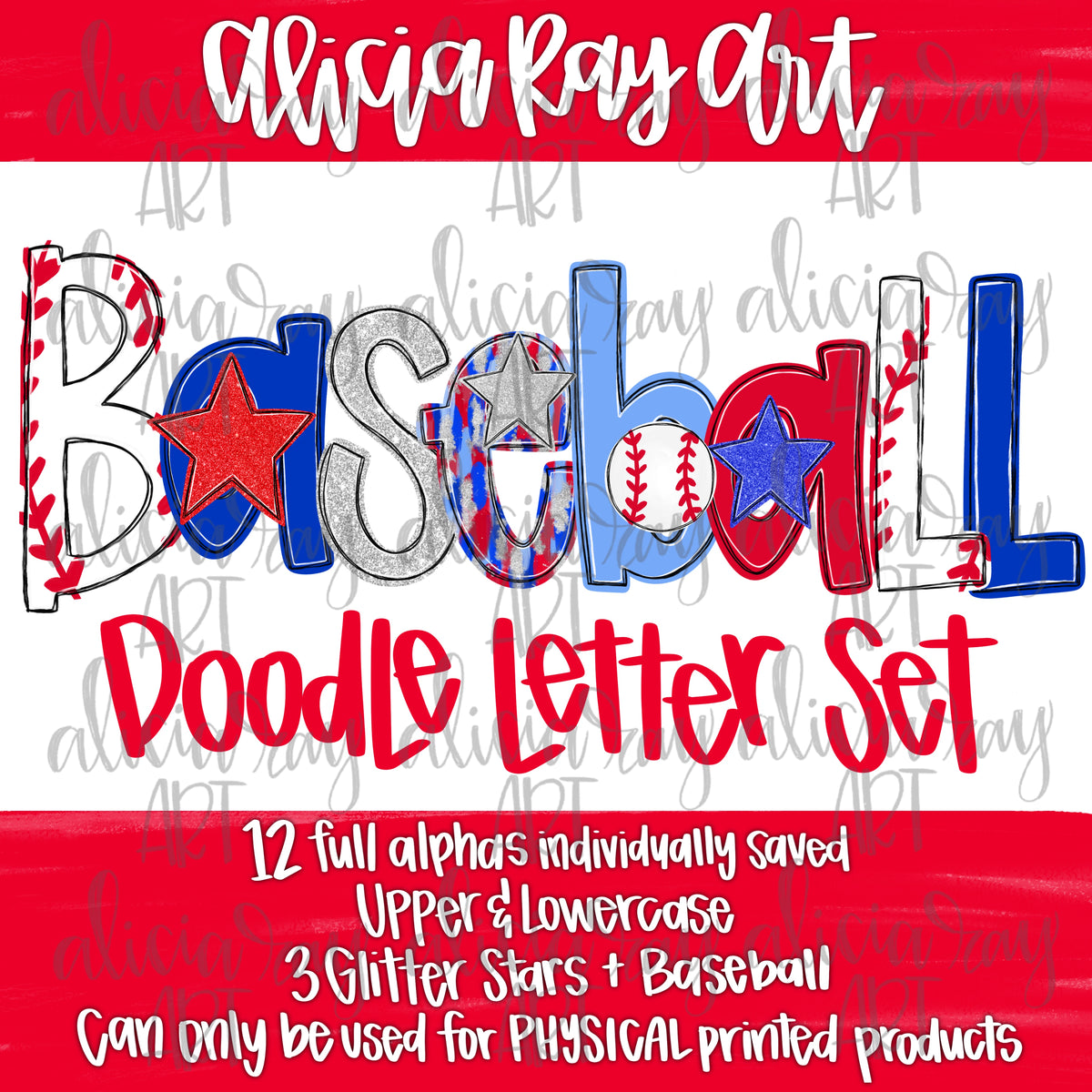 Baseball Doodle Letters Alpha Set – Alicia Ray Art