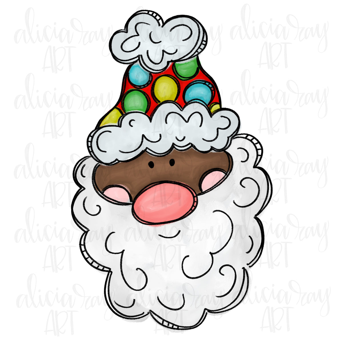 Santa Claus (dark skin) – Alicia Ray Art
