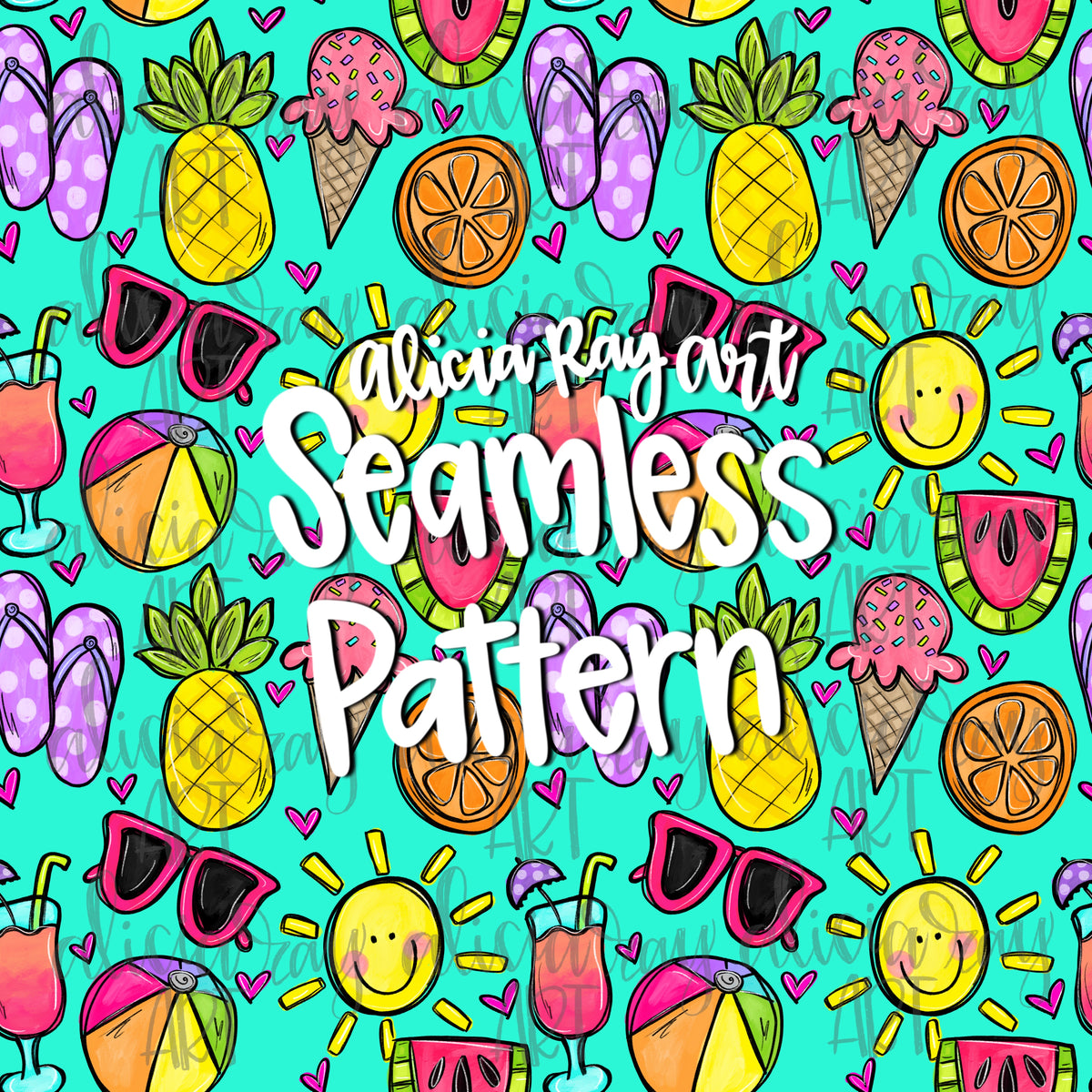 Summertime Doodles Seamless Pattern – Alicia Ray Art