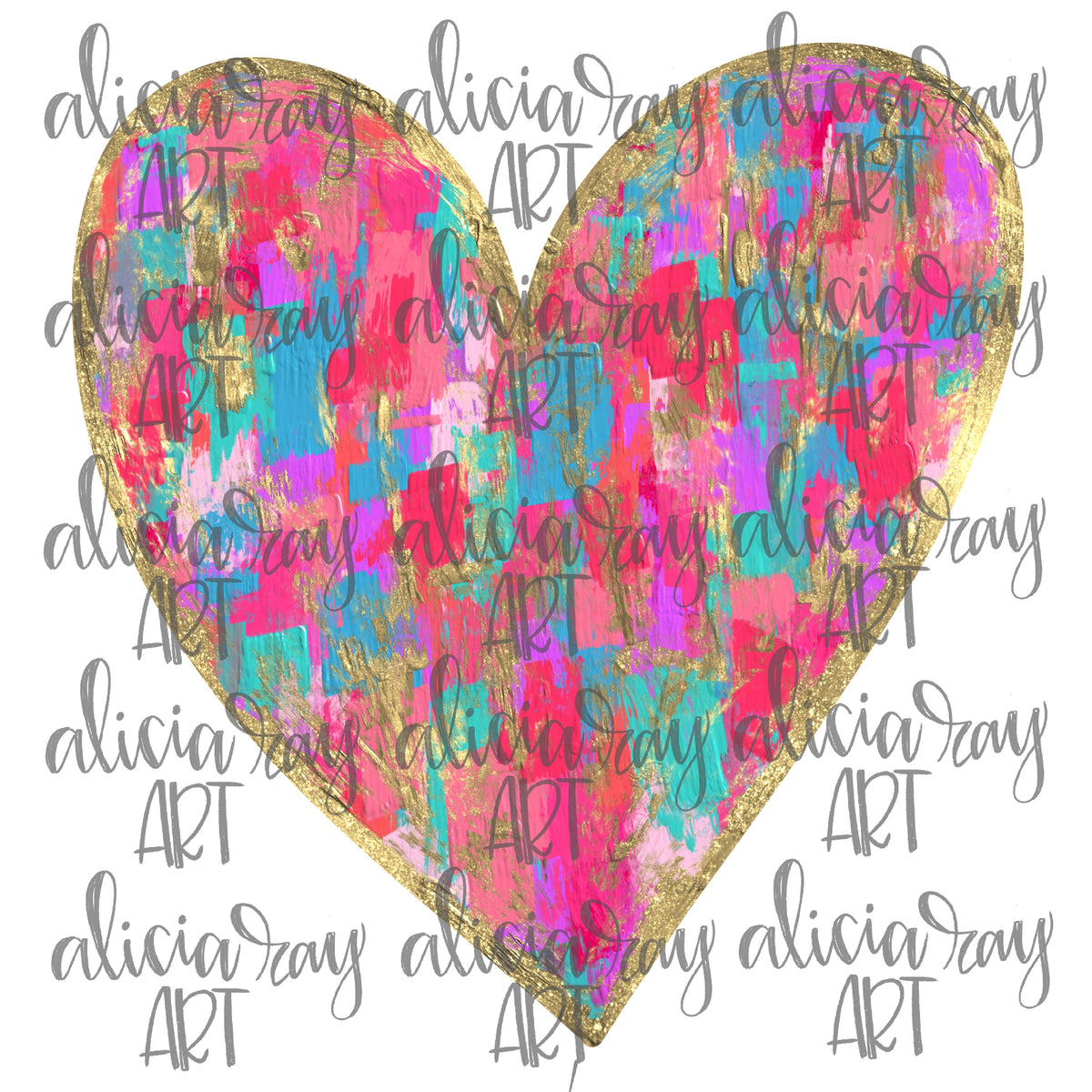 Painted Heart With Gold Foil – Alicia Ray Art