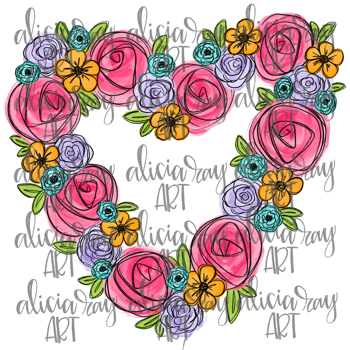 Floral Heart Wreath – Alicia Ray Art