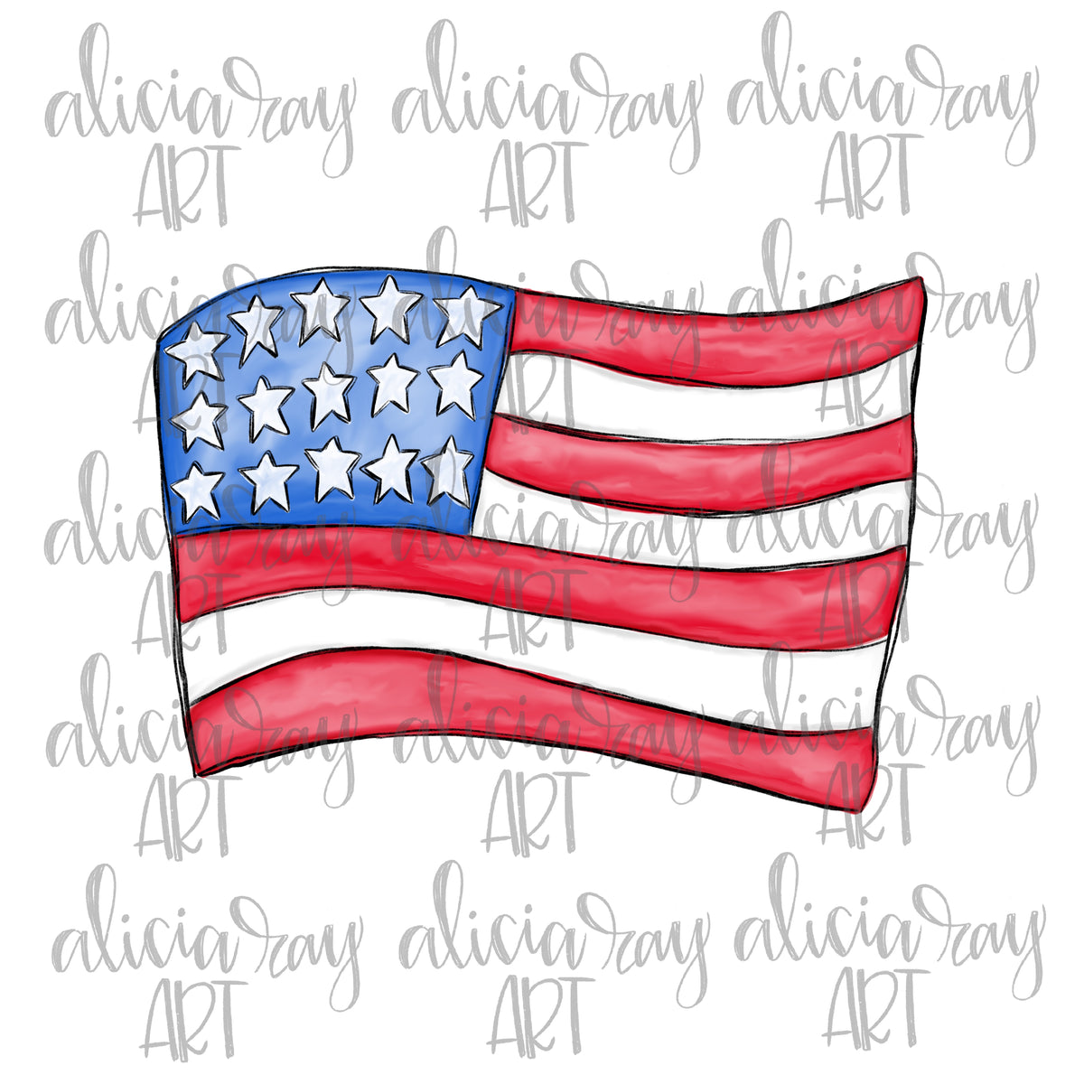 Watercolor American Flag – Alicia Ray Art