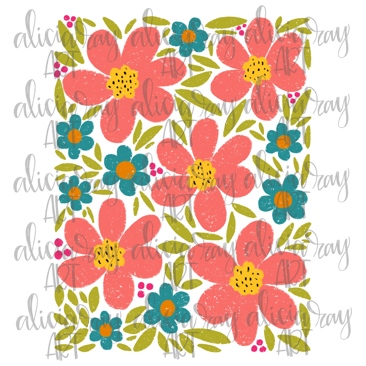 Pink Retro Florals – Alicia Ray Art
