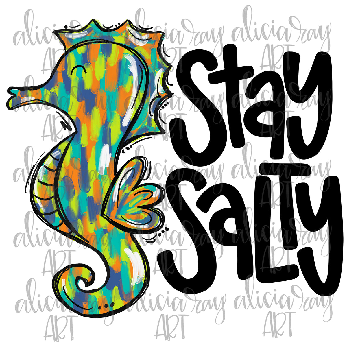 Stay Salty Boy Painted Seahorse – Alicia Ray Art