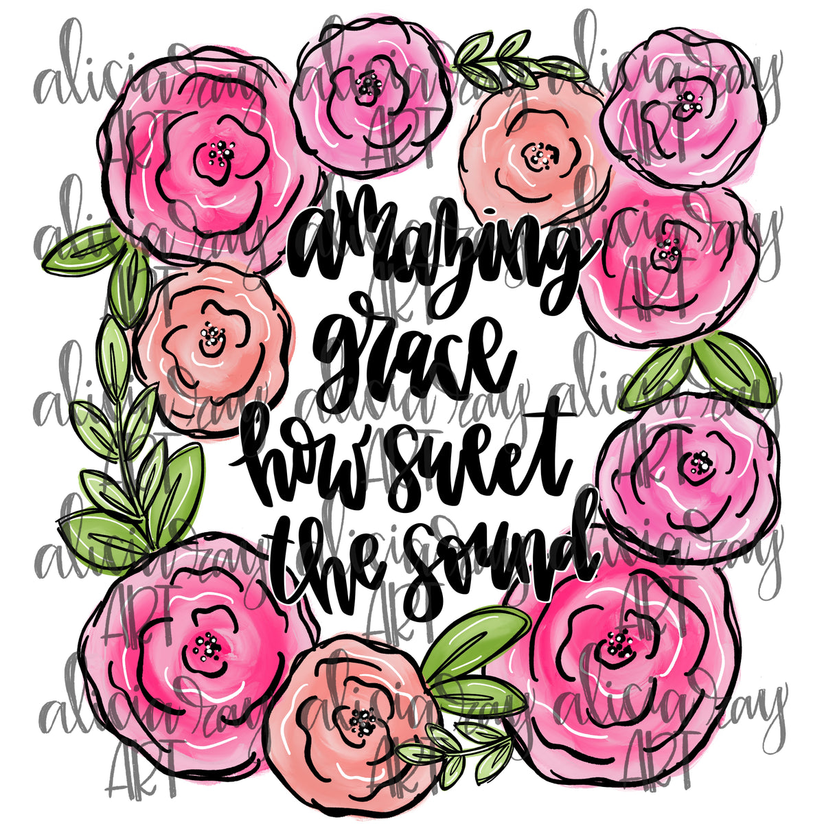 Amazing Grace Floral Frame – Alicia Ray Art