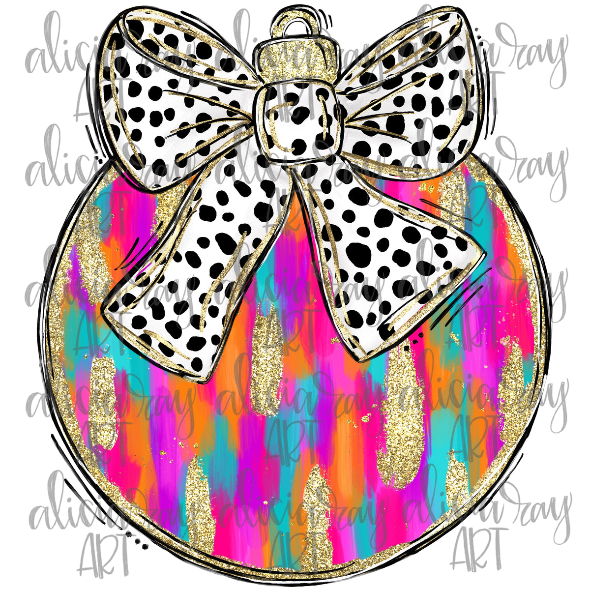 Bright Brush Stroke Christmas Ornament – Alicia Ray Art