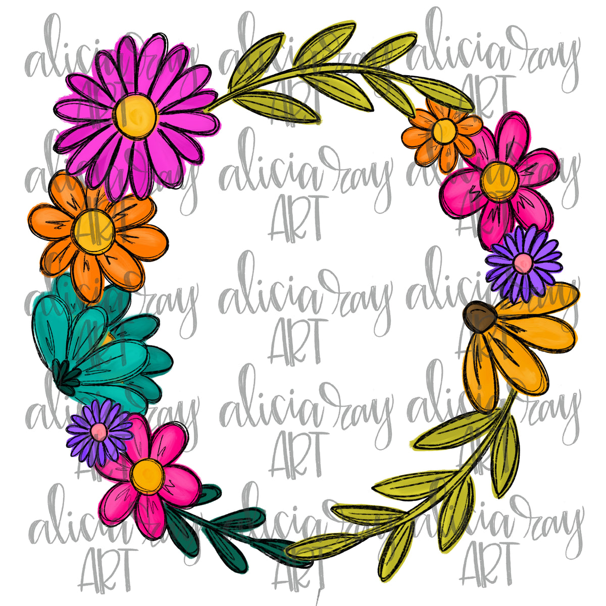 Blank Wildflower Wreath – Alicia Ray Art