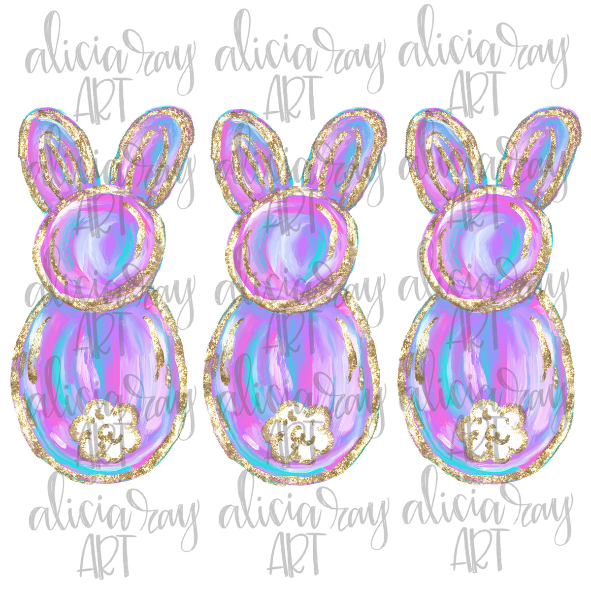 Painted Easter Bunny Trio Girl – Alicia Ray Art