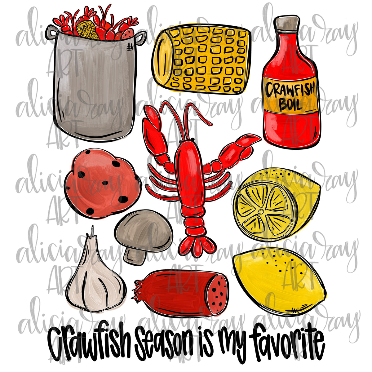 Crawfish Season Is My Favorite Doodles – Alicia Ray Art