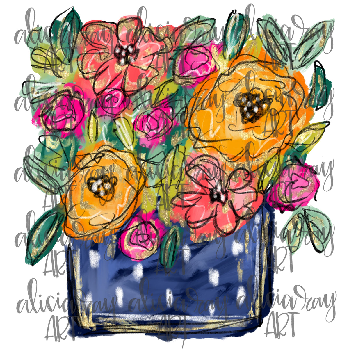 Messy Painted Flower Jar – Alicia Ray Art
