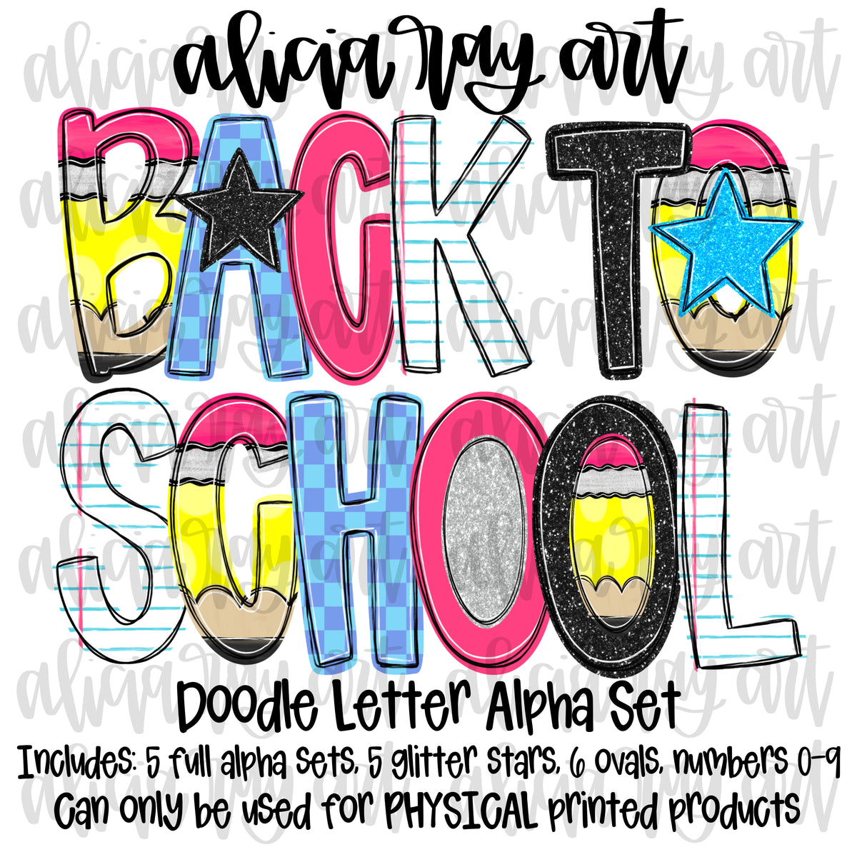 Back To School Doodle Letters Alpha Set – Alicia Ray Art