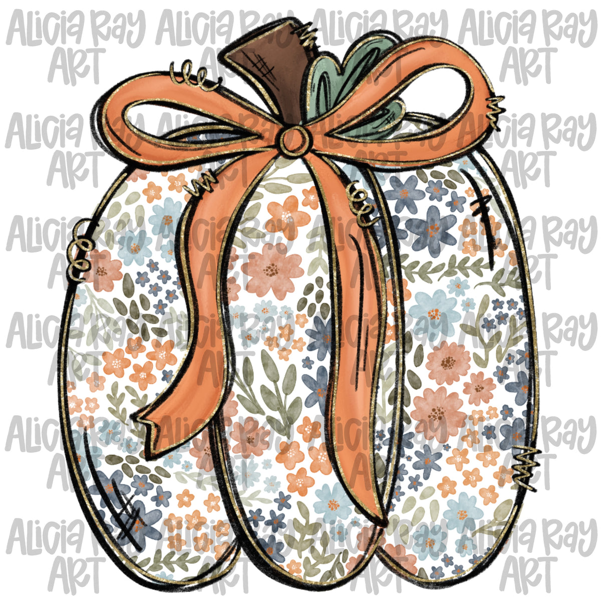 Watercolor Floral Pumpkin – Alicia Ray Art