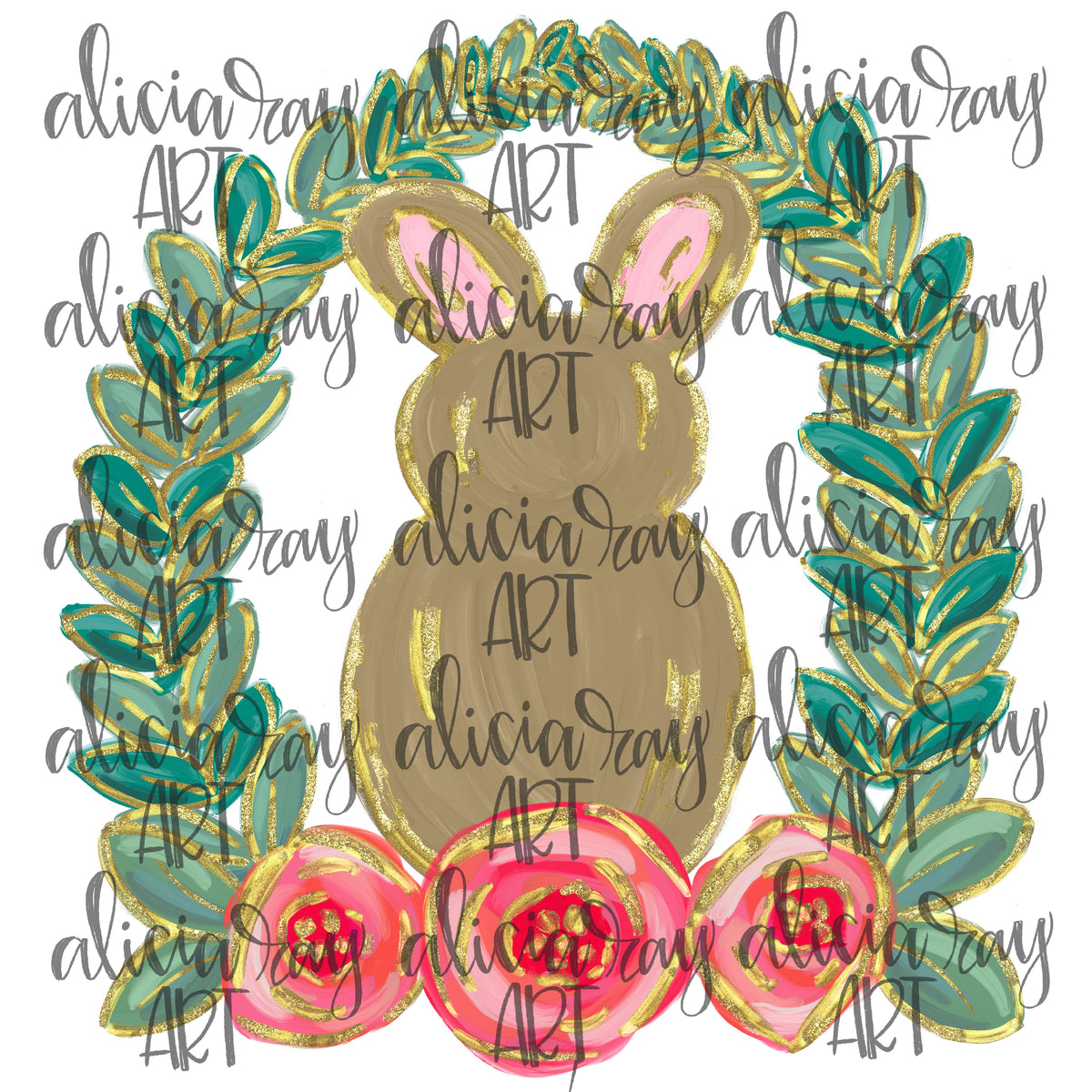 Floral Bunny Wreath – Alicia Ray Art