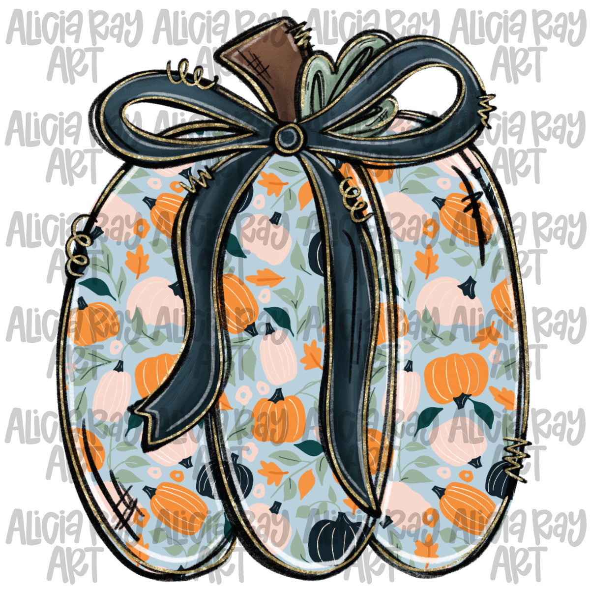 Blue Preppy Pumpkin – Alicia Ray Art