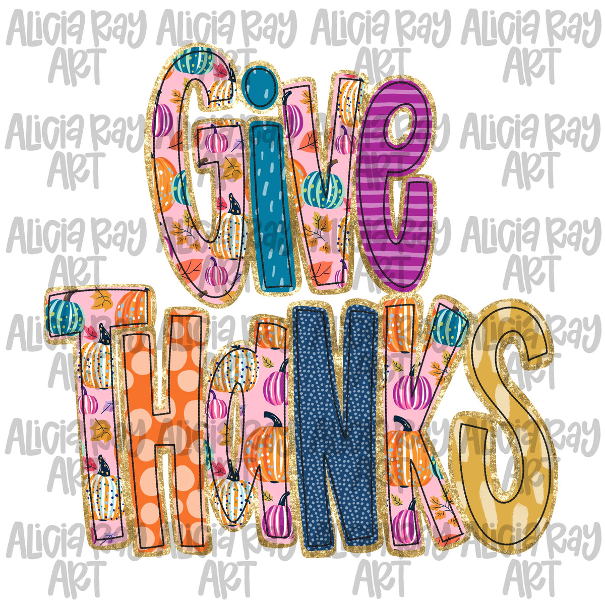 Give Thanks Pink Pumpkins – Alicia Ray Art