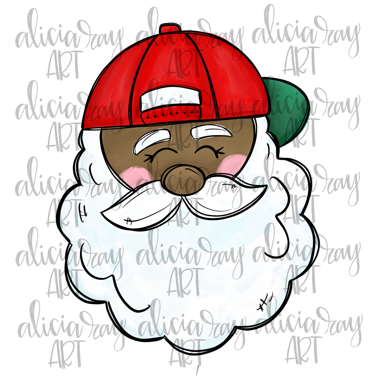 Backwards Hat Santa Claus dark skin – Alicia Ray Art