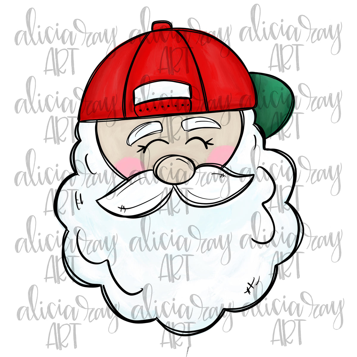 Backwards Hat Santa Claus light skin – Alicia Ray Art