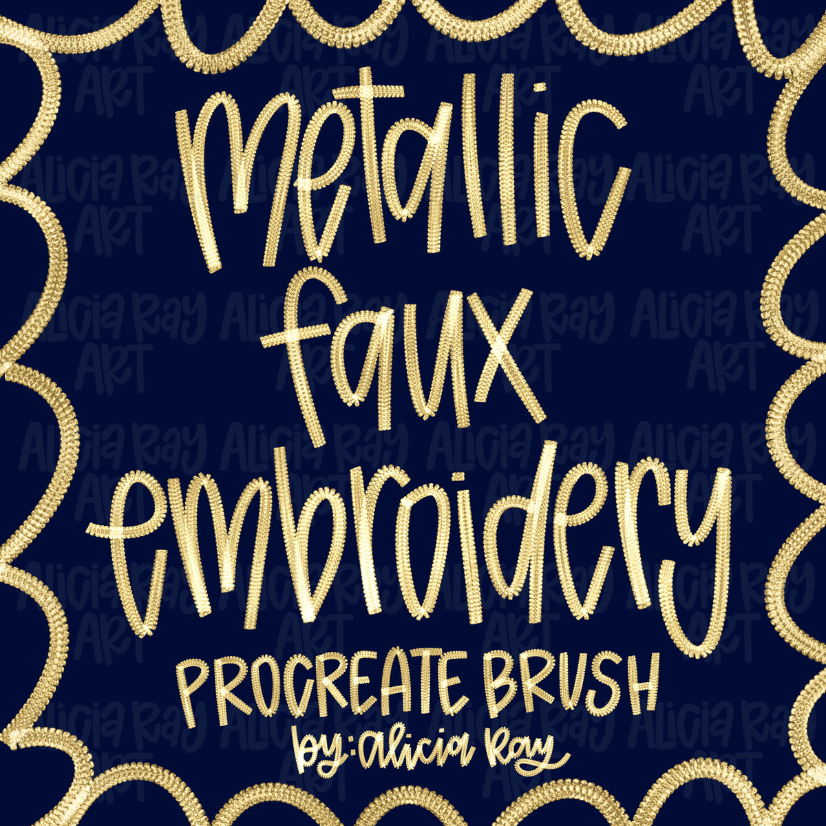 Metallic Faux Embroidery Stitch Procreate Brush – Alicia Ray Art