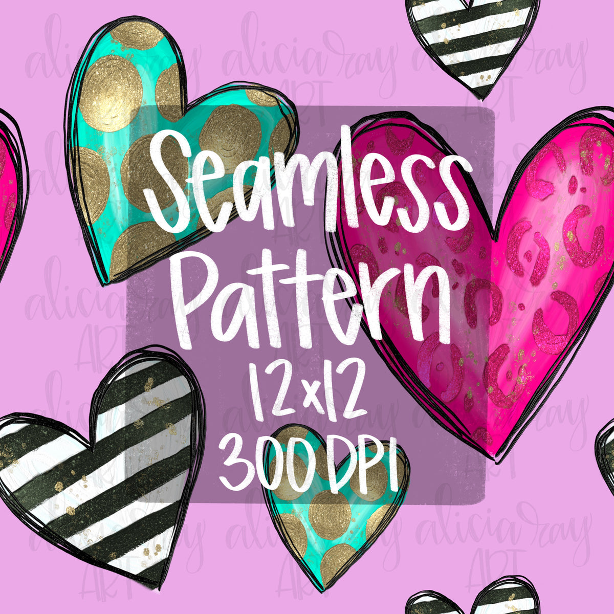 Whimsical Hearts Seamless Pattern – Alicia Ray Art