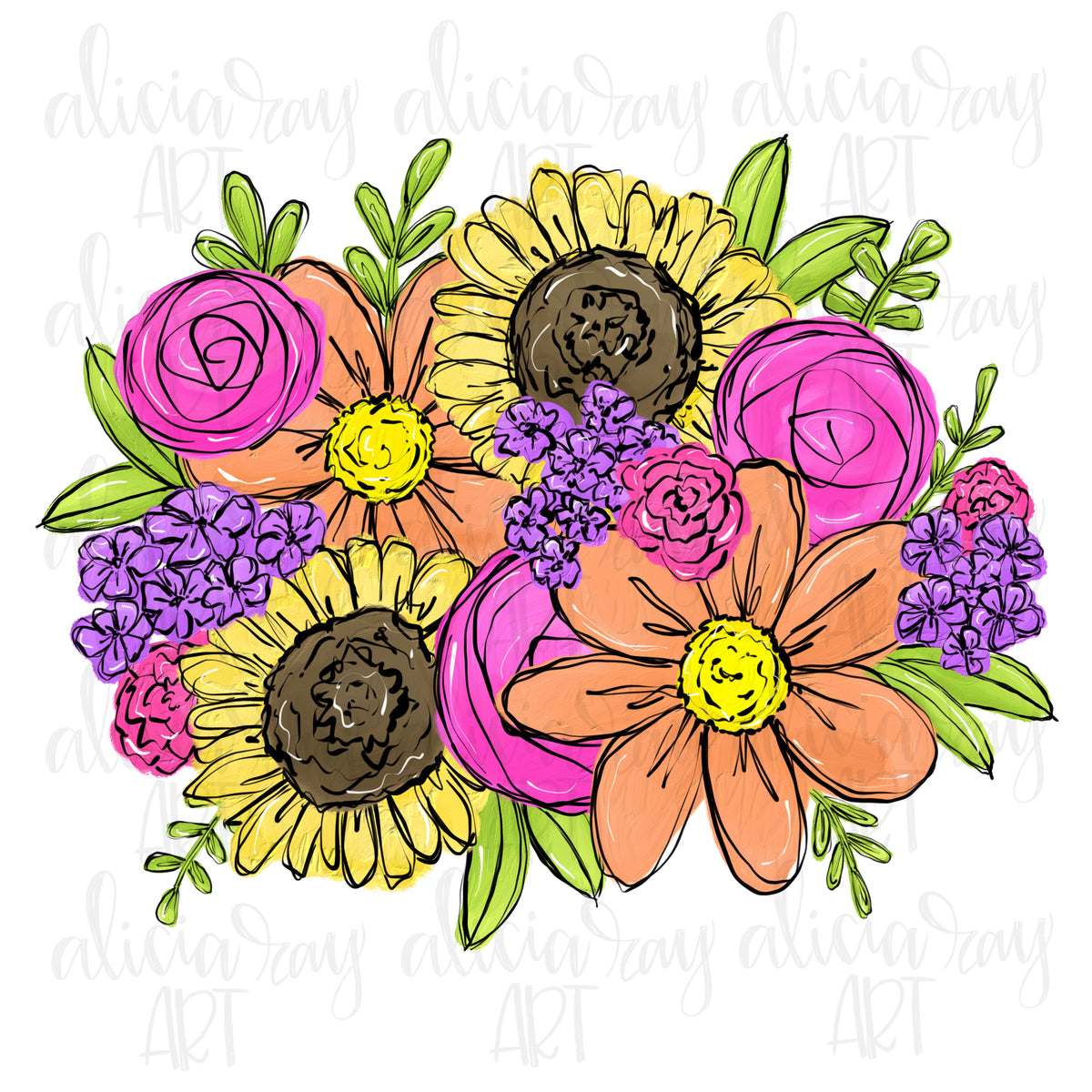 Sunflower Floral Bundle – Alicia Ray Art