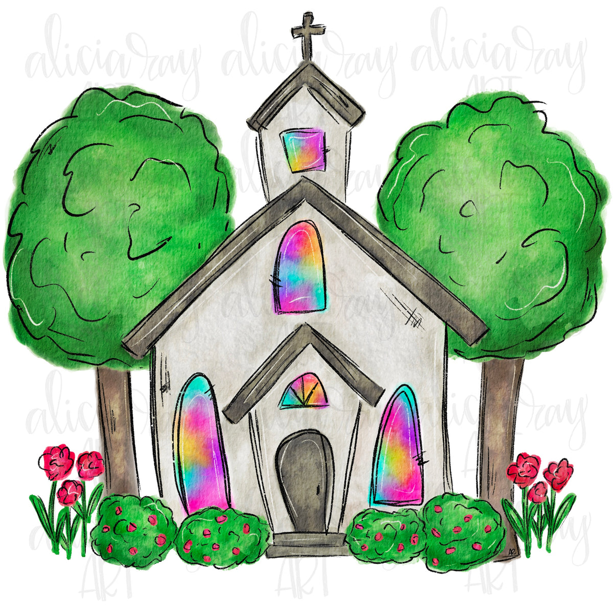 Watercolor Church – Alicia Ray Art