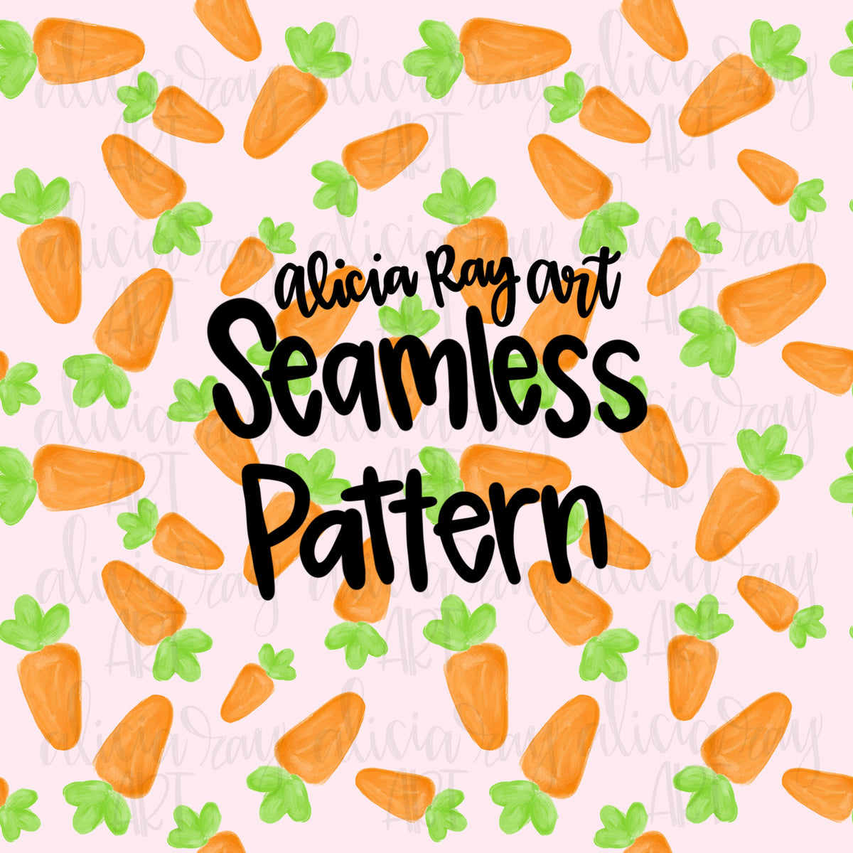 Pink Painted Carrots Seamless Pattern – Alicia Ray Art