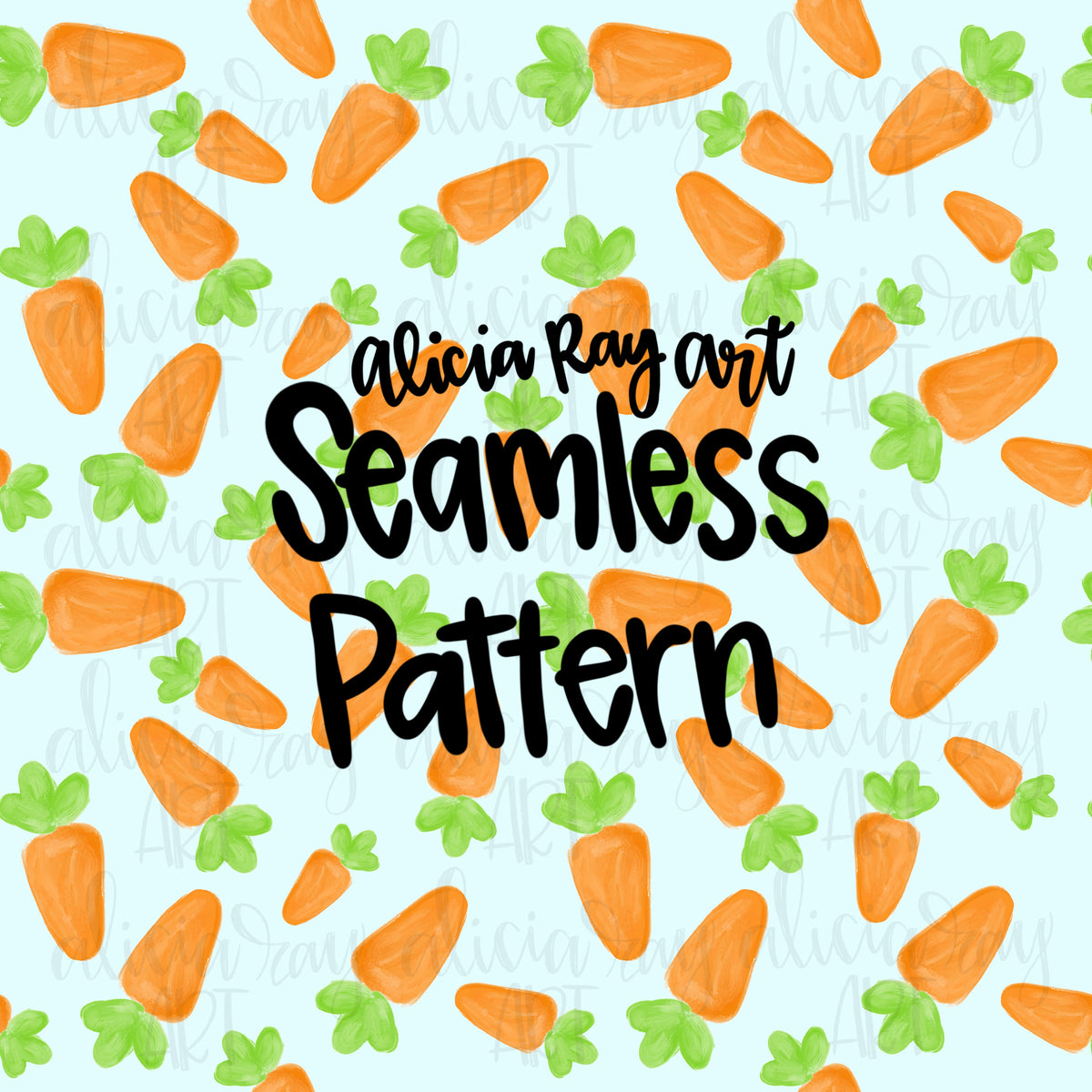 Blue Painted Carrots Seamless Pattern – Alicia Ray Art