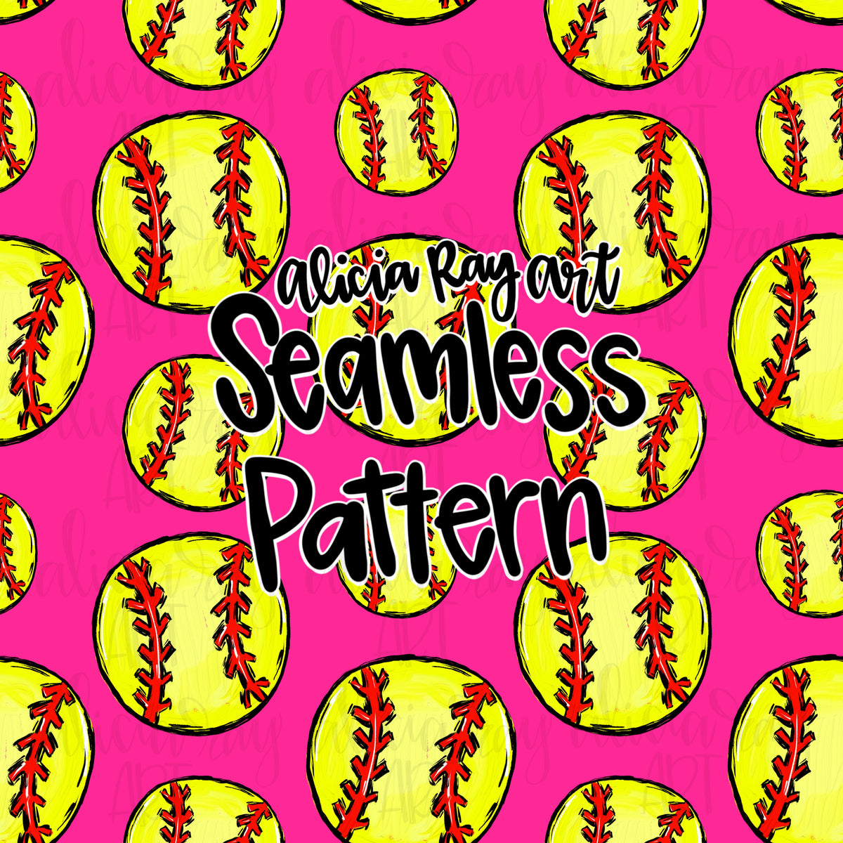 Softball Seamless Pattern – Alicia Ray Art