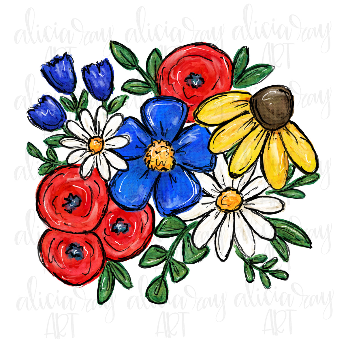 Patriotic Floral Bundle – Alicia Ray Art