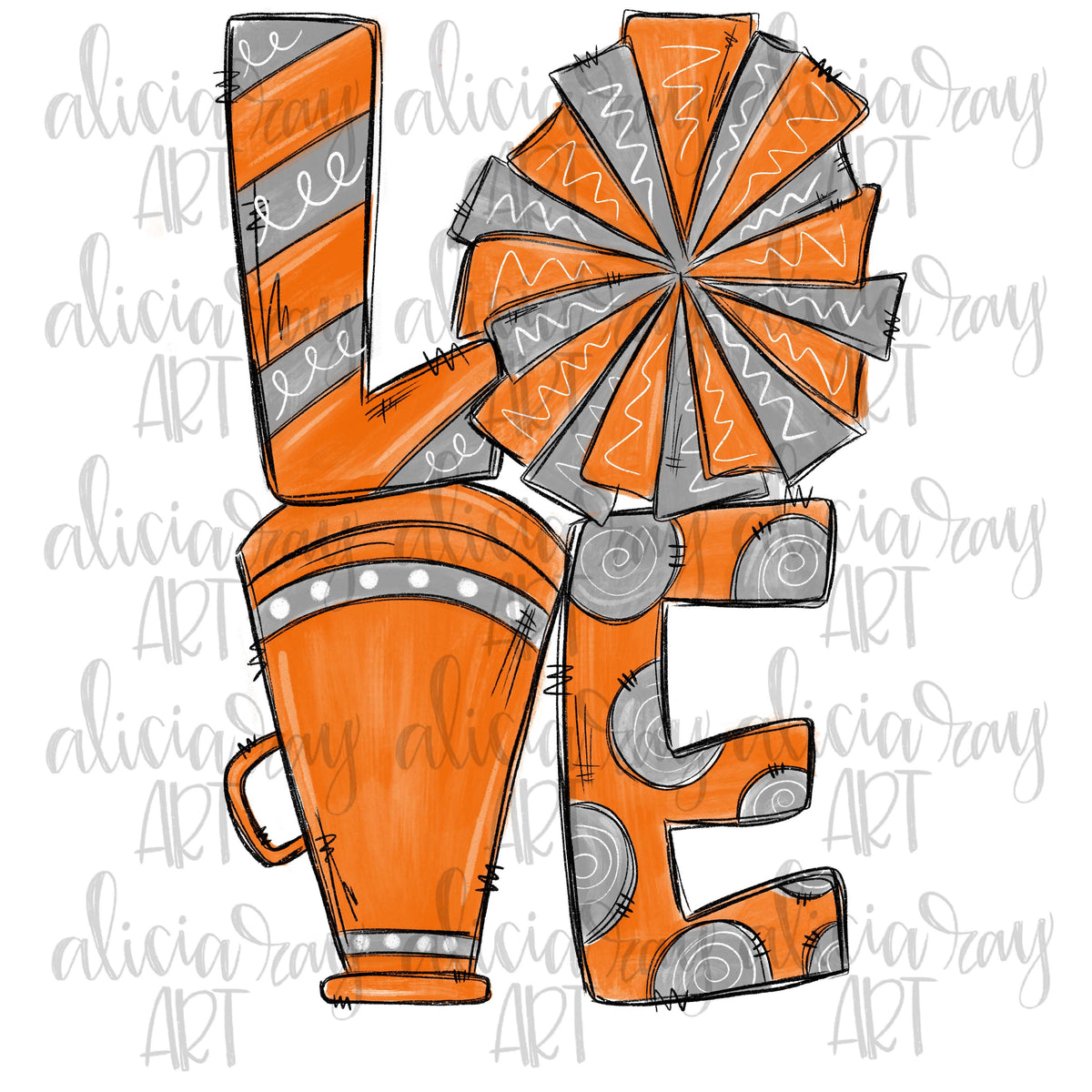 Cheer Orange Gray – Alicia Ray Art