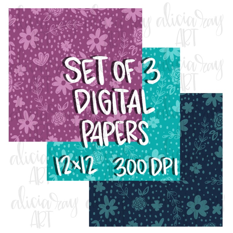 Floral Digital Papers – Alicia Ray Art