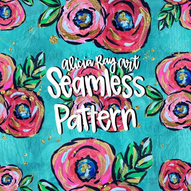 Red And Pink Painted Florals Seamless Pattern – Alicia Ray Art